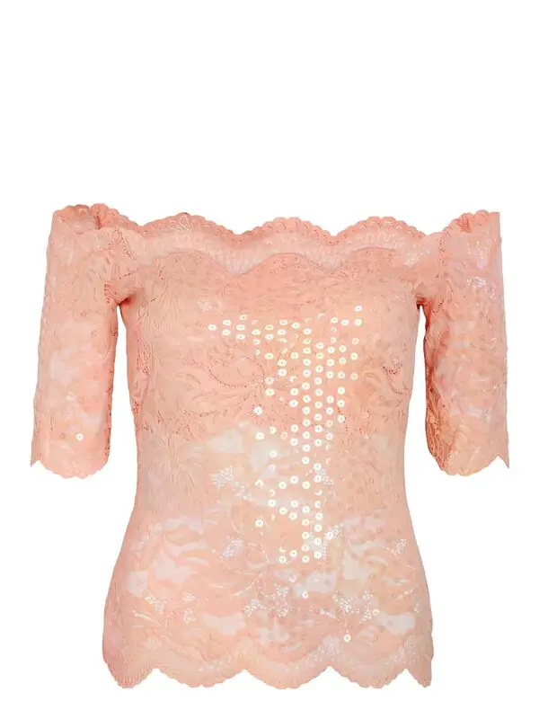 Rabanne Lace Off-shoulder Top - Pink