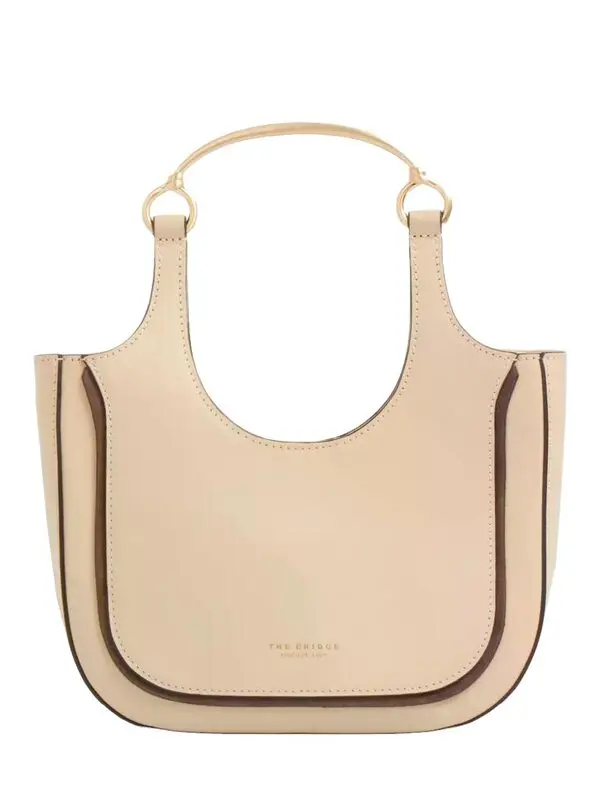 THE BRIDGE Leather Mini Clutch With Metal Handle - Neutrals