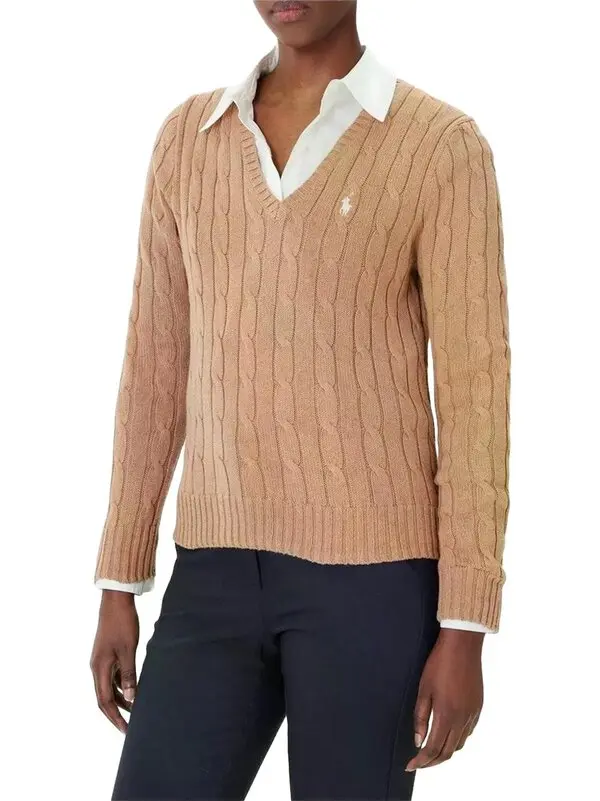 Polo Ralph Lauren Cable-knit V-neck Sweater - Neutrals