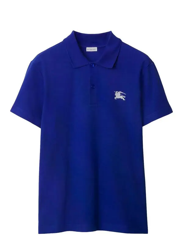 Burberry Equestrian Knight Cotton Polo Shirt - Blue