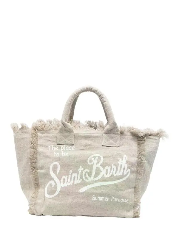 MC2 SAINT BARTH Beach Bag With Fringed Detail - Neutrals