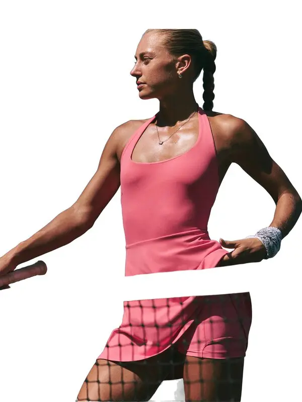 Vuori Tiebreak Halter Dress - Sunset Pink