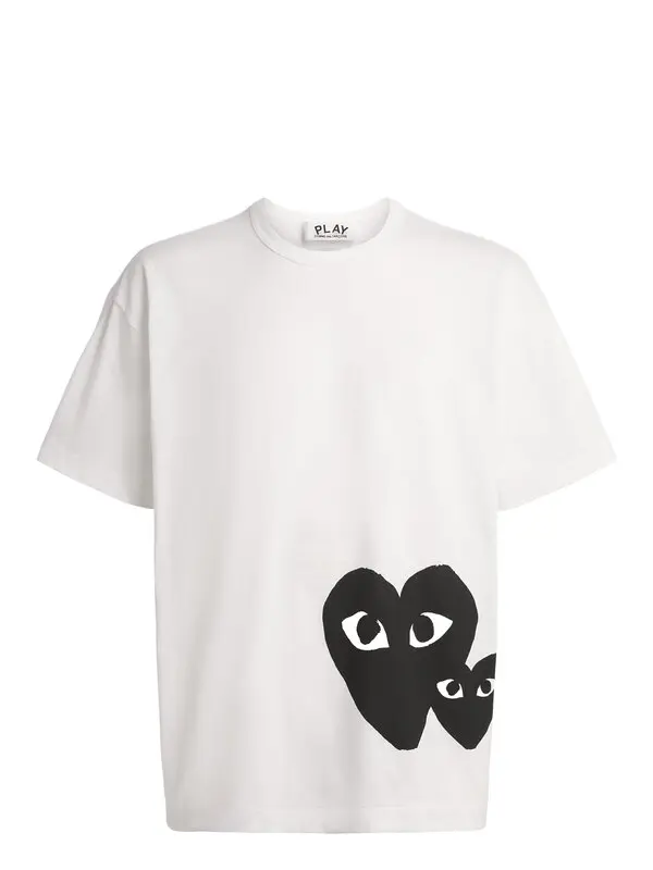 Play Comme Des Garcon Cotton Oversized Mirrored Bottom Heart T-shirt - White