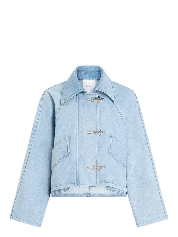 PATOU Oversize Cropped Denim Jacket - Blue