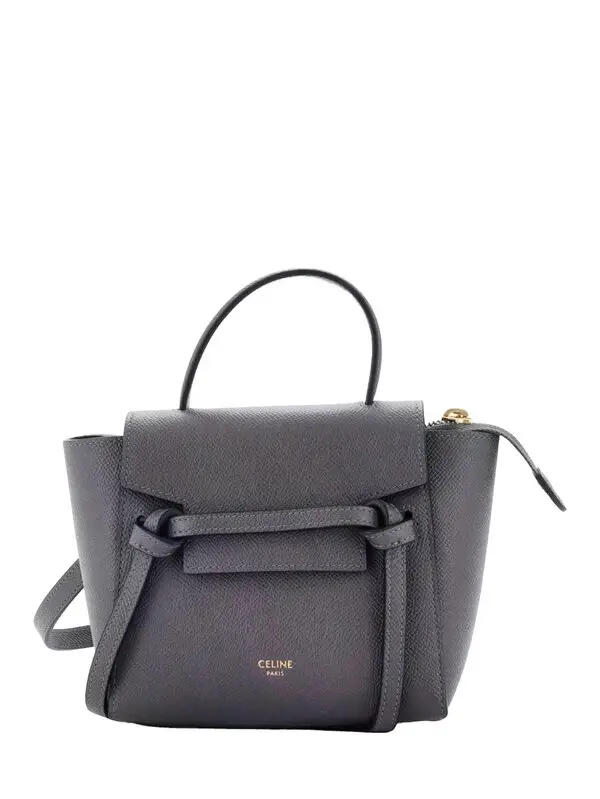 Celine Belt Bag Textured Leather Pico Shoulder Bag - Grey
