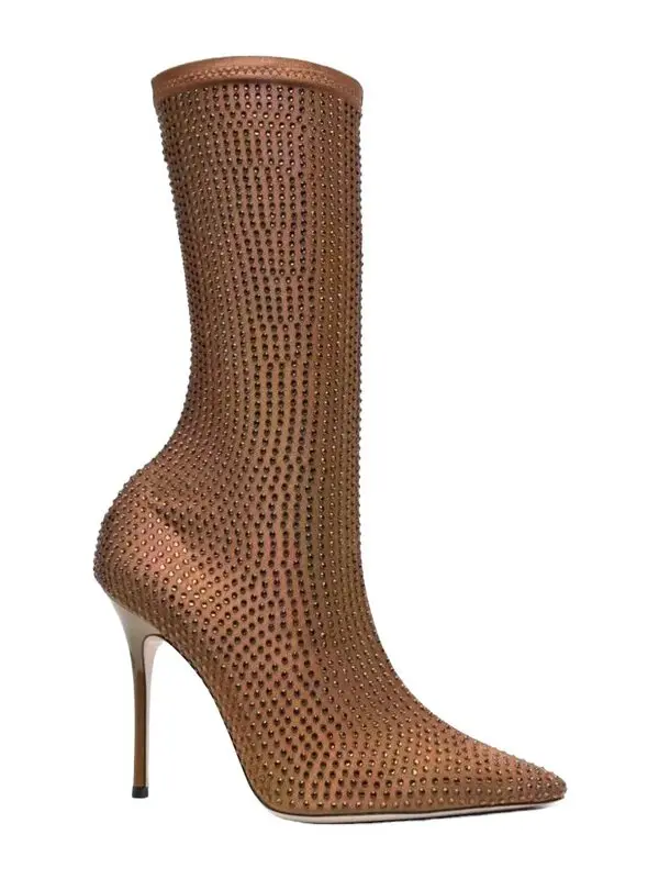 GEDEBE Crystal Pointy Ankle Boots - Brown