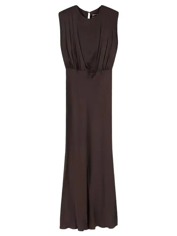 SEMICOUTURE Padded Shoulders Dress - Brown