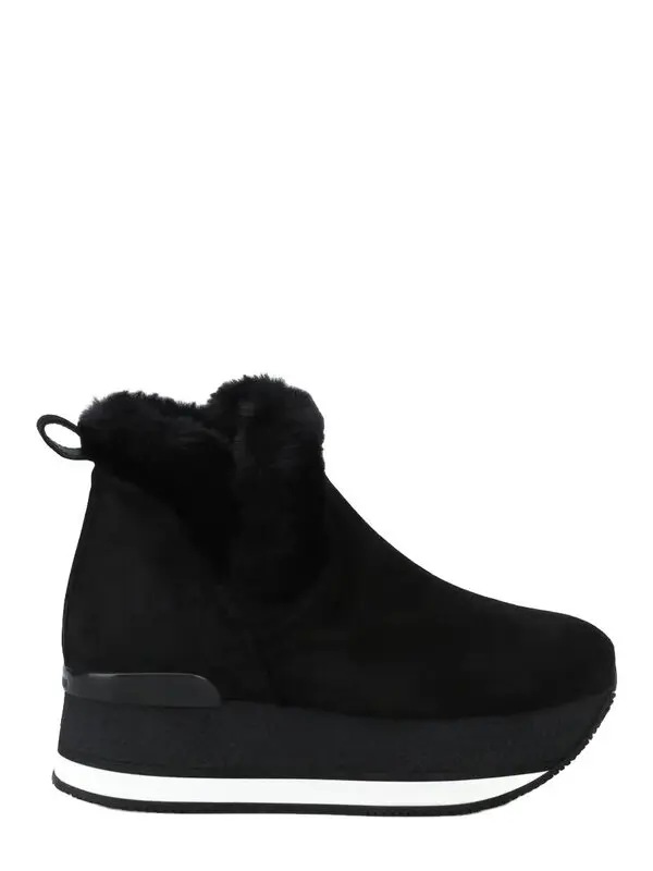 Hogan Faux-fur Platform Boots - Black