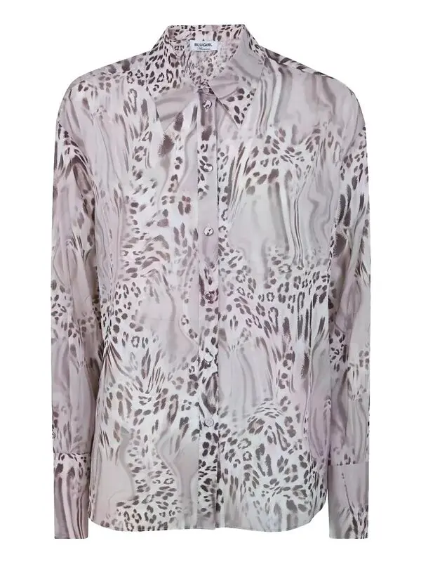 BLUGIRL Buttoned Animal Print Shirt - Grey