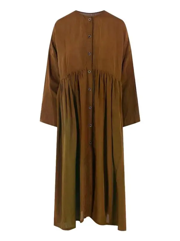 UMA WANG Button-front Coat With Gathered Detailing - Brown