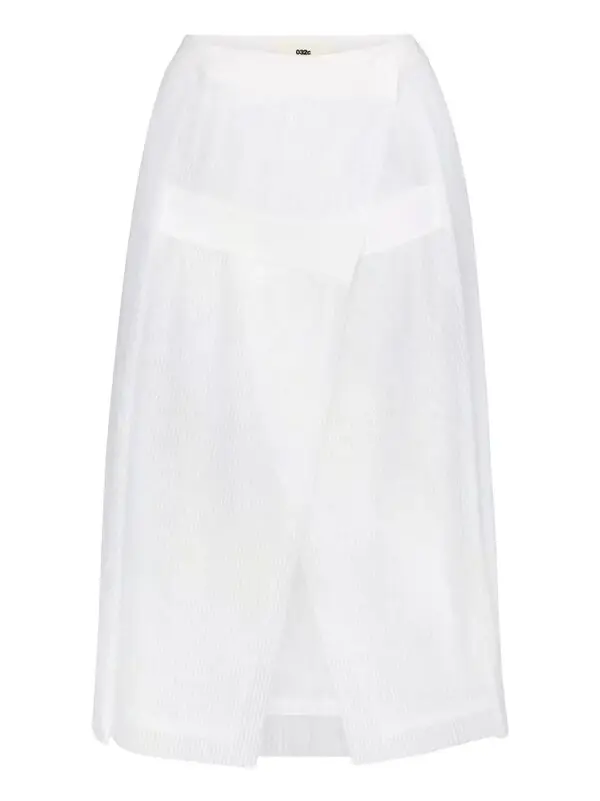 032C Plissé Pleated Wrap Skirt - White