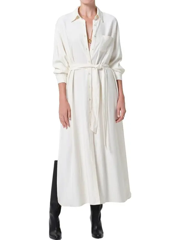 Citizens Of Humanity Camilla Long Sleeve Maxi Shirt Dress - Moonlight