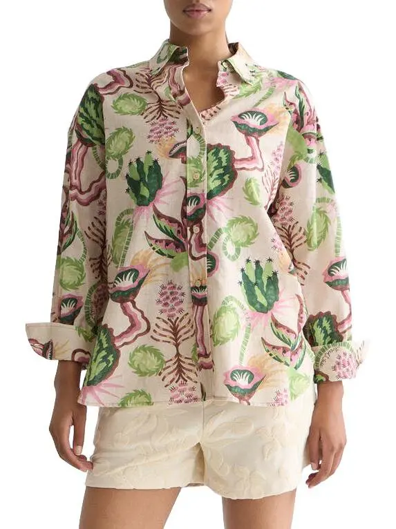 Scotch & Soda Printed Linen-cotton Shirt - Desert Floral Canyon Clay