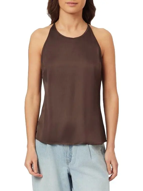Scotch & Soda Back Tie Sleeveless Satin Top - Hot Fudge
