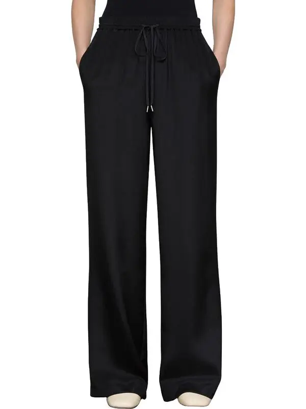 Lafayette 148 New York Wide Leg Silk-blend Pants - Black
