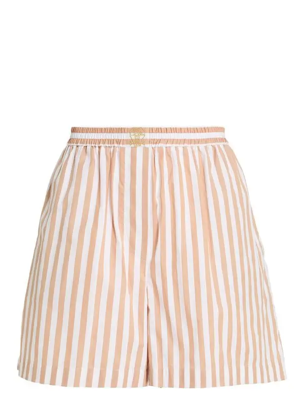 Brunello Cucinelli Striped Cotton And Silk-blend Shorts - Neutral