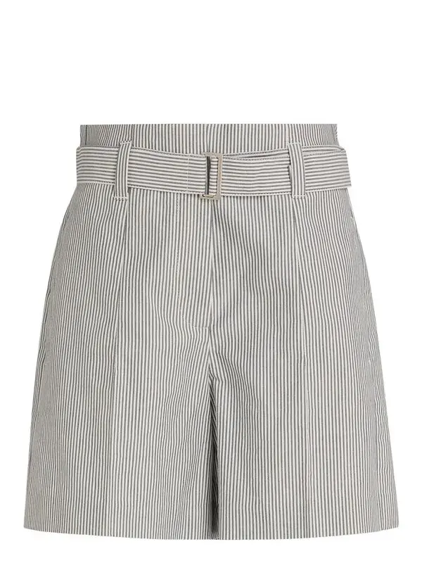 Brunello Cucinelli Striped Cotton And Linen-blend Twill Shorts - Charcoal