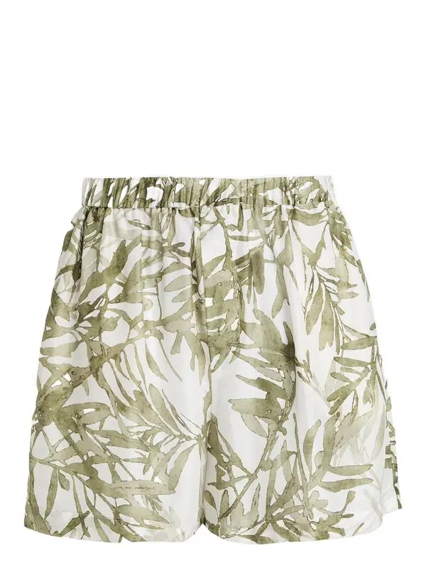 Brunello Cucinelli Printed Silk-chiffon Shorts - Army Green