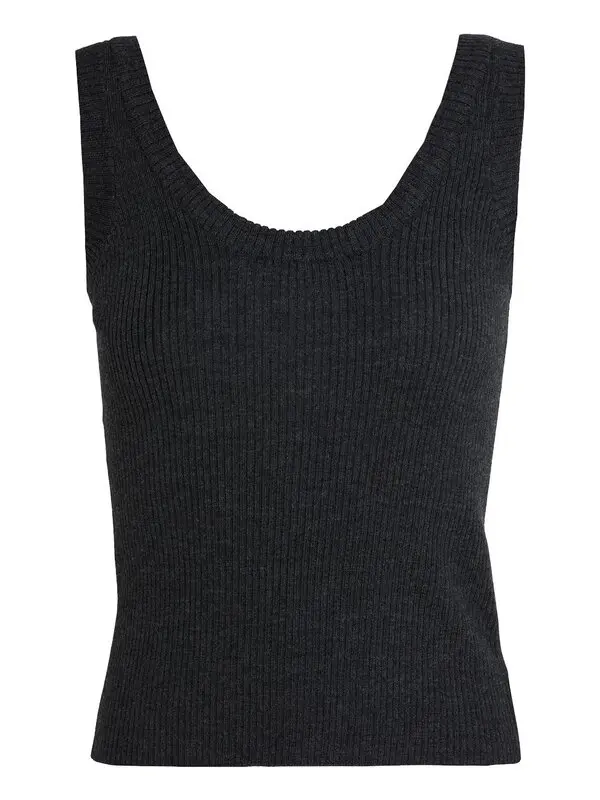 Brunello Cucinelli Ribbed Wool And Cashmere-blend Tank - Charcoal