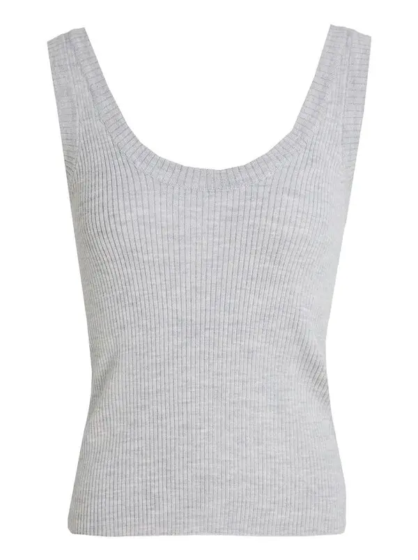 Brunello Cucinelli Ribbed Wool And Cashmere-blend Tank - Light Gray