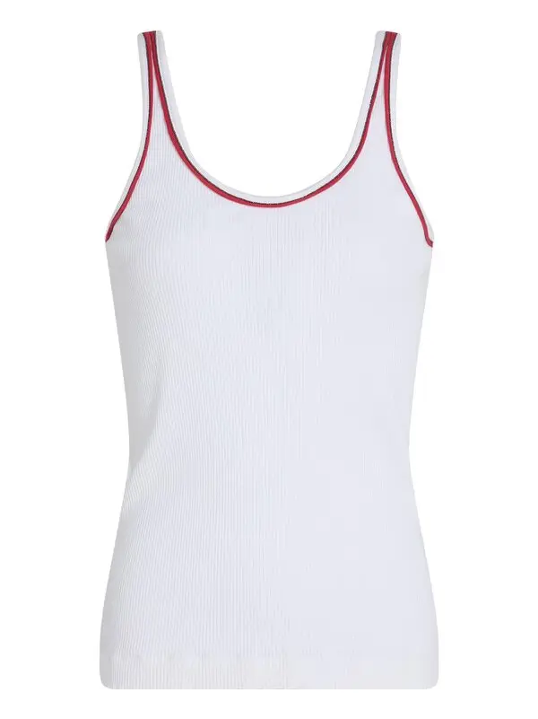 Brunello Cucinelli Bead-embellished Ribbed Stretch-cotton Jersey Tank - White