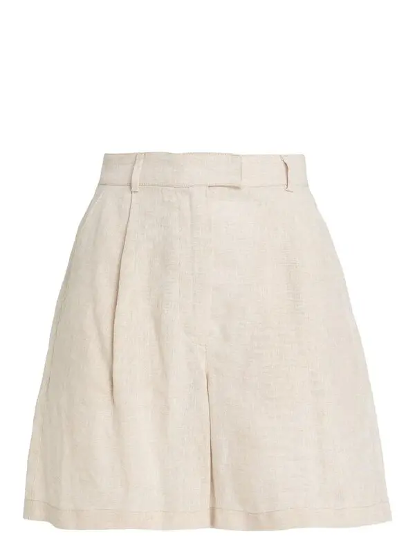 Brunello Cucinelli Linen High-rise Pleated Shorts - Sand