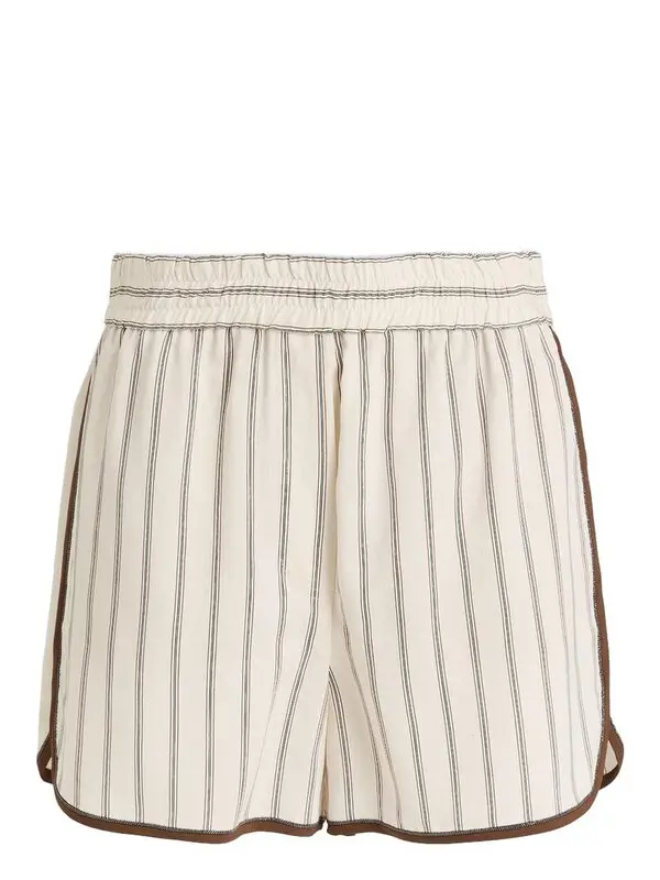 Brunello Cucinelli Striped Twill Shorts - Ecru