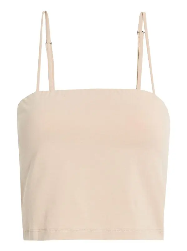 Brunello Cucinelli Cropped Cotton-blend Jersey Bustier Top - Beige