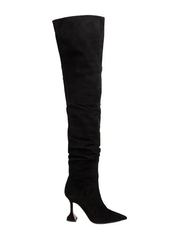 Amina Muaddi Olivia Suede Thigh Boots - Black