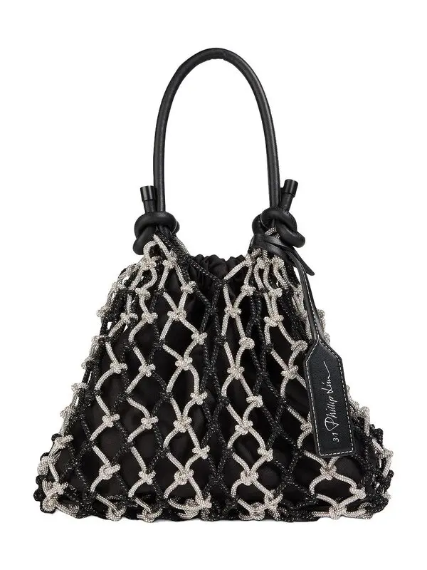 3.1 Phillip Lim Crystal-embellished Macramé Tote - Black