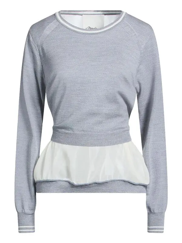 3.1 Phillip Lim Chiffon-paneled Wool Top - Gray
