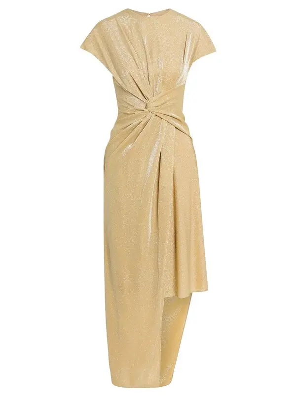 LANVIN Twisted Metallic Stretch-knit Maxi Dress - Gold