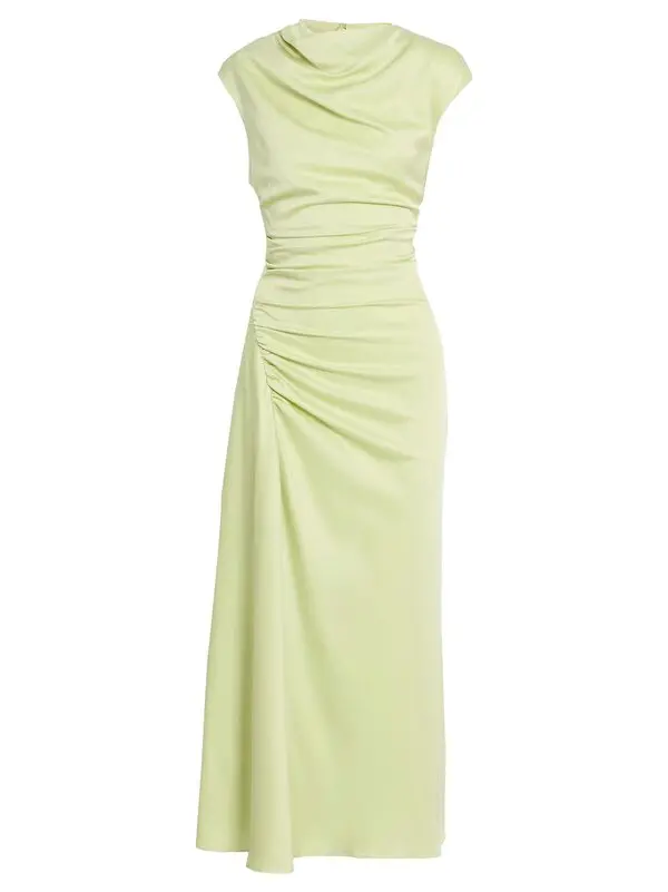 Simkhai Burke Draped Satin Maxi Dress - Chartreuse