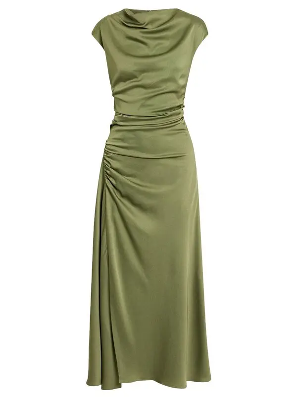 Simkhai Burke Draped Satin Maxi Dress - Leaf Green