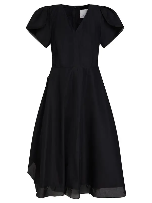 3.1 Phillip Lim Ruched Cotton-blend Poplin Midi Dress - Black