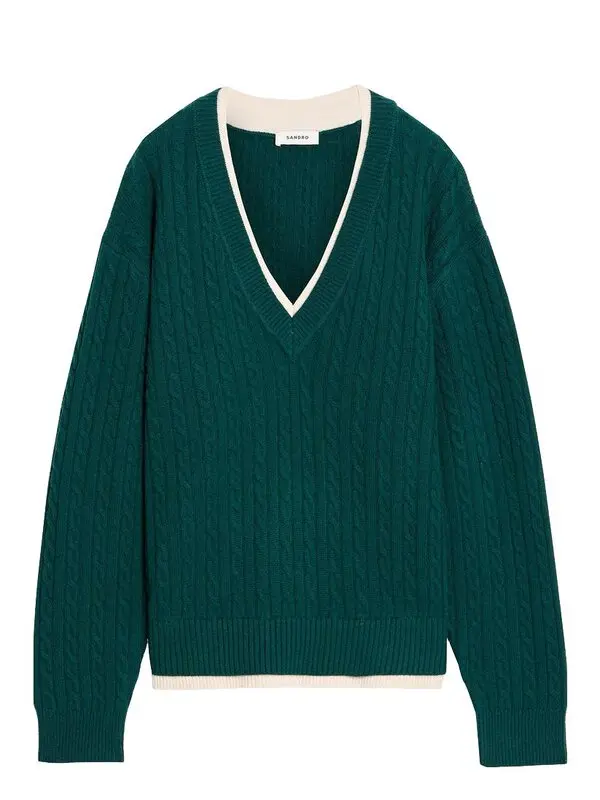 Sandro Wool And Cashmere-blend Sweater - Dark Green