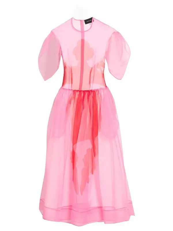 Simone Rocha Printed Organza Midi Dress - Pink