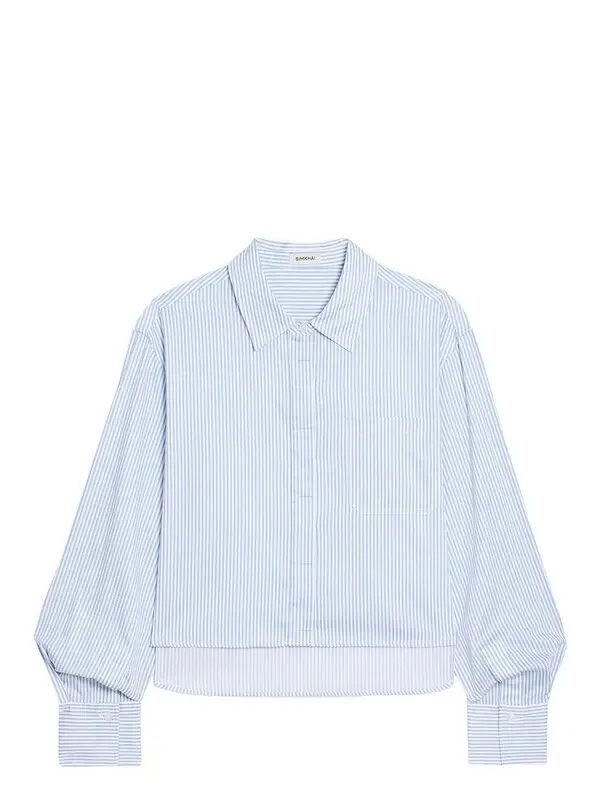 Simkhai Renata Cropped Striped Oxford Shirt - Blue