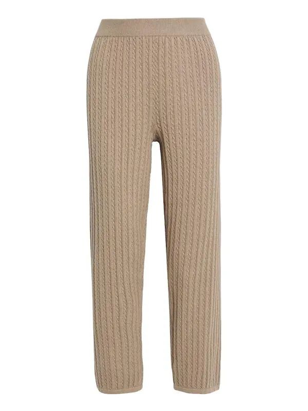 Simkhai Cable-knit Cotton-cashmere Track Pants - Taupe
