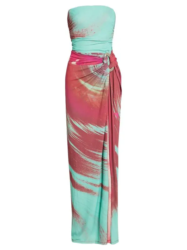 Simkhai Emma Strapless Printed Maxi Dress - Mint