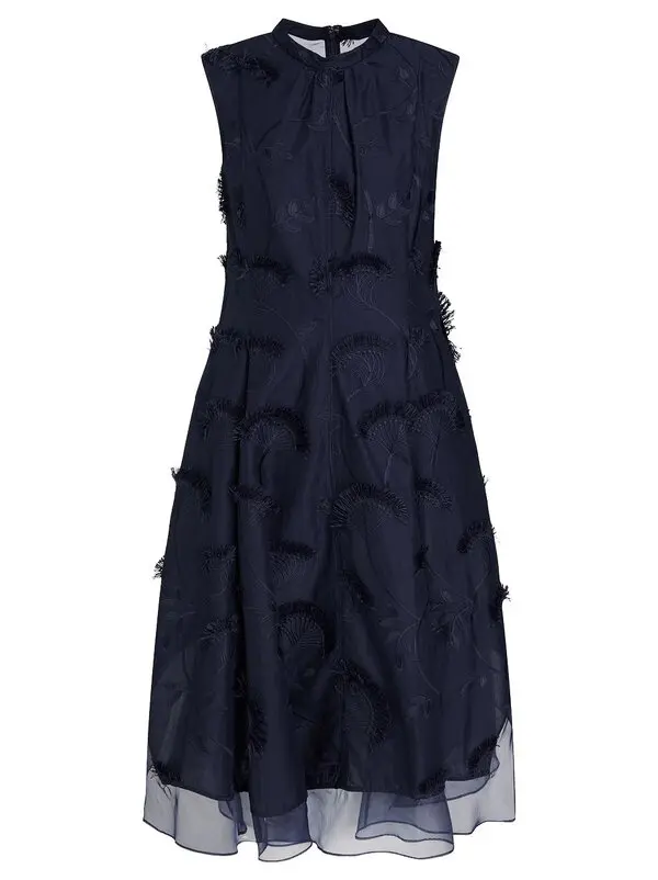 3.1 Phillip Lim Embroidered Filcoupé Cotton-organza Midi Dress - Midnight Blue