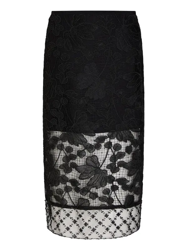 3.1 Phillip Lim Sequin-embellished Corded Lace Midi Skirt - Black