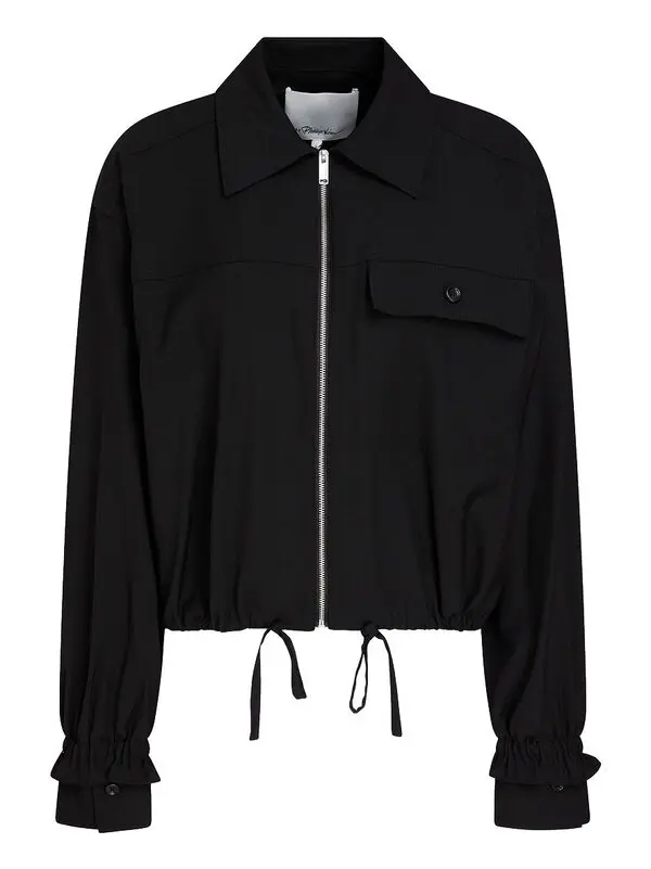 3.1 Phillip Lim Ruffled Wool-blend Jacket - Black