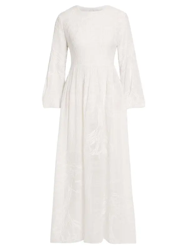 Agua Bendita Zafiro Manglares Embroidered Silk-gauze Maxi Dress - White