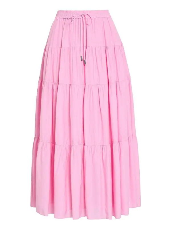 Simkhai Lulee Tiered Mousseline Maxi Skirt - Pink