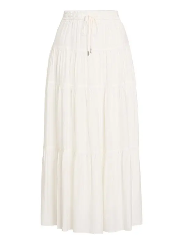 Simkhai Lulee Tiered Mousseline Maxi Skirt - White