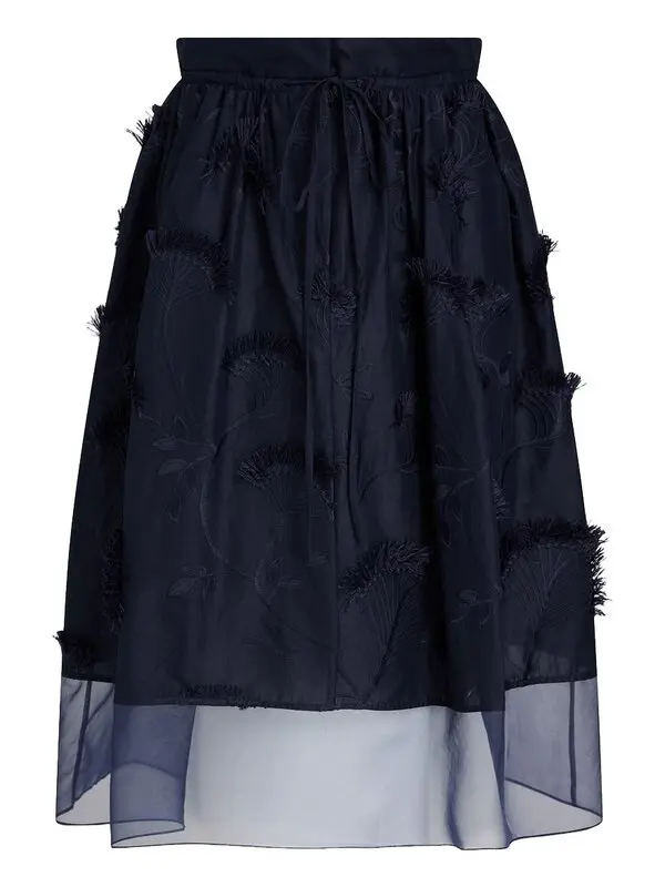 3.1 Phillip Lim Embroidered Filcoupé Cotton-organza Midi Skirt - Midnight Blue