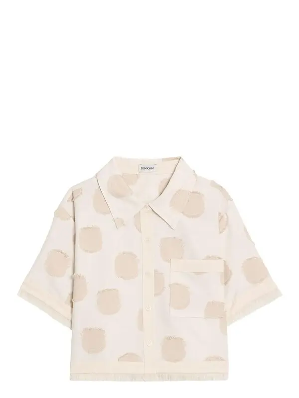 Simkhai Topanga Cropped Polkadot Fil Coupé Twill Shirt - Sand