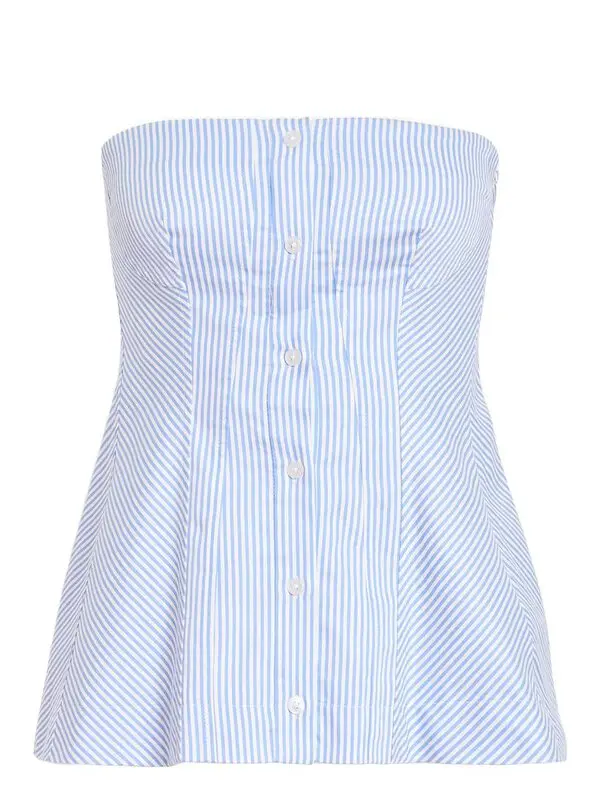 Simkhai Vivvy Strapless Striped Bustier Top - Blue