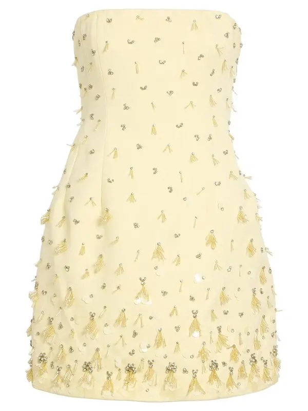 Simkhai Yasmín Strapless Embellished Mini Dress - Pastel Yellow